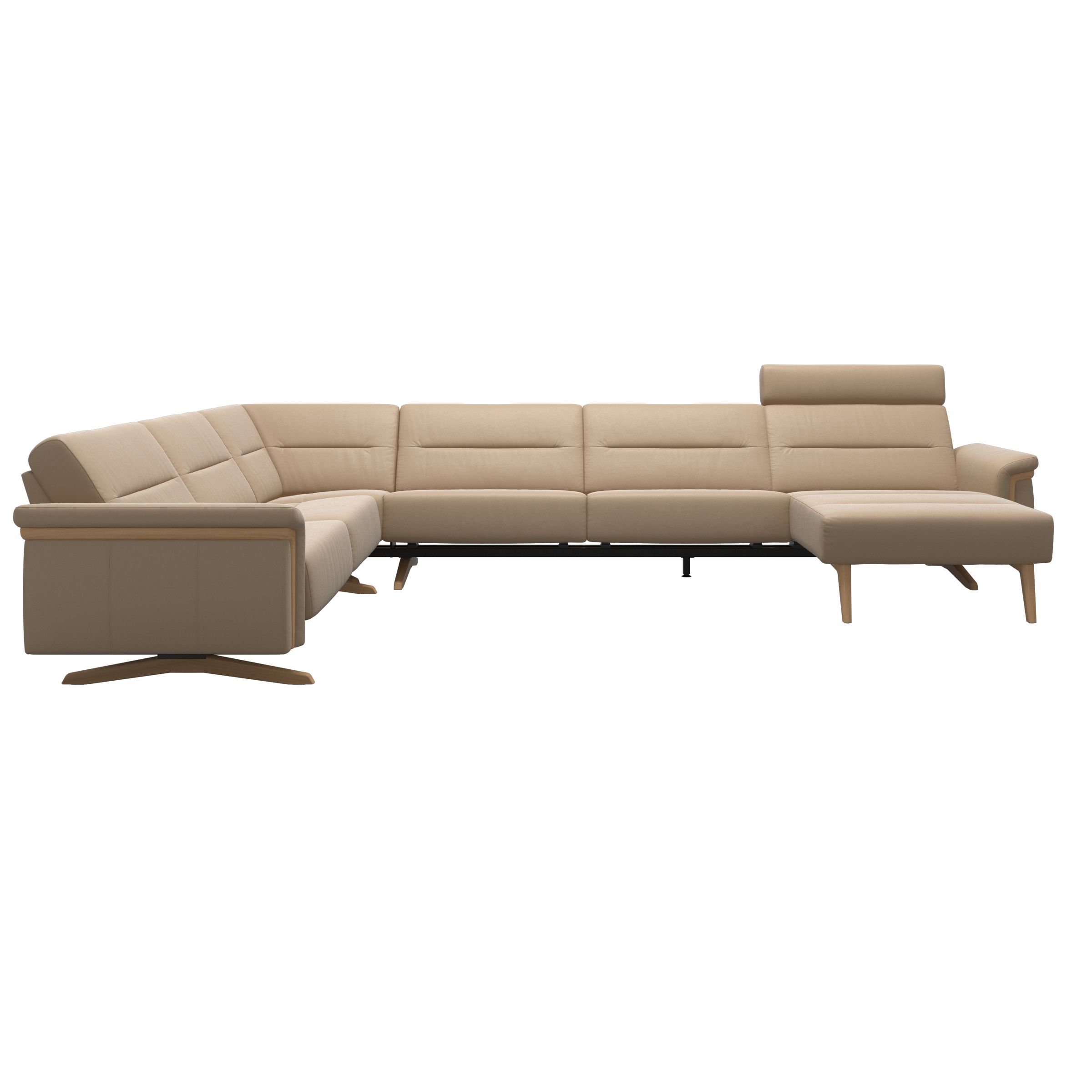 Stressless® Stella mit Holz Ecke 2-2-Sitzer (L) mit Longseat (L) rechts | Stella mit Holz